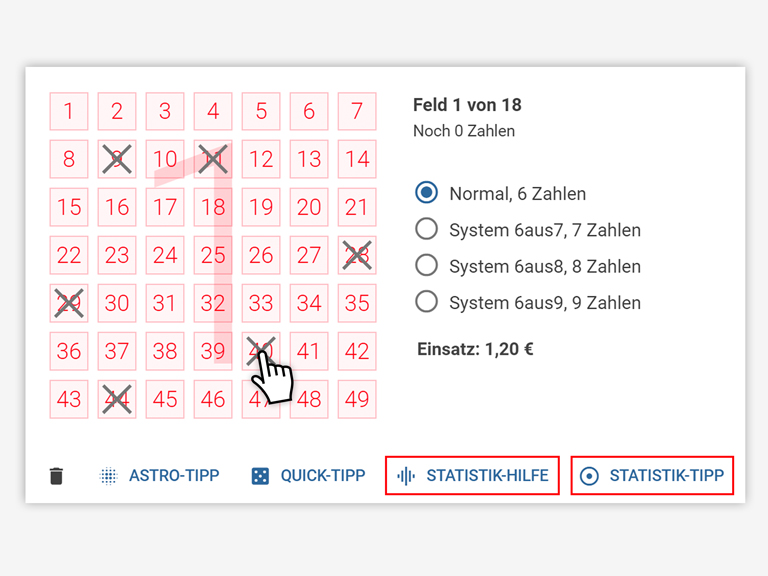 LOTTO 6aus49 Statistik-Tipp Tippfeld